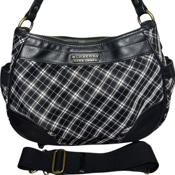Burberry | Bags | Burberry Blue Tag Black And White Plaid Bag | Poshmark